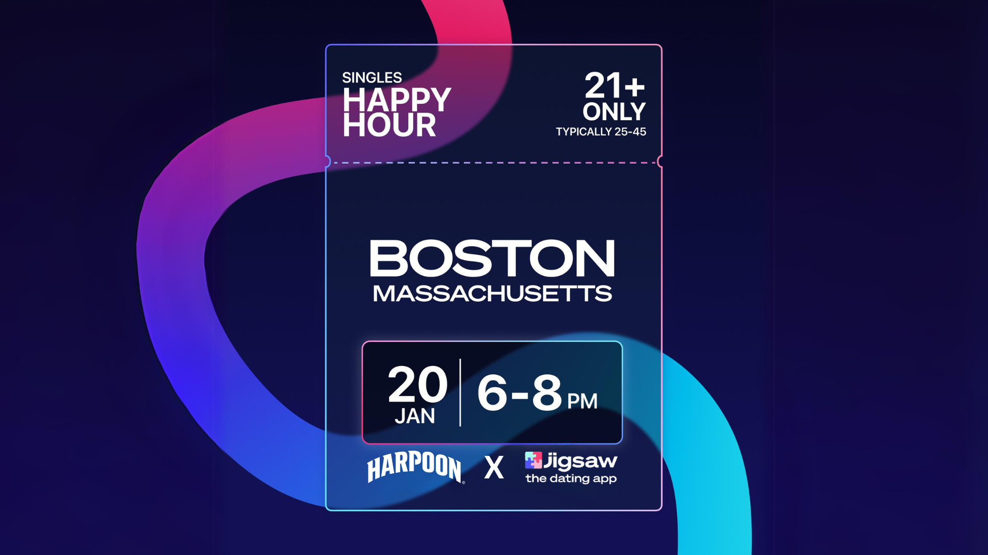 Singles Happy Hour Presented By Jigsaw Dating - Harpoon